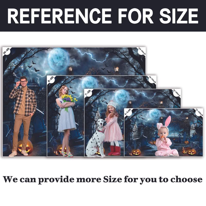 Swepuck 10x8ft Halloween Haunted Graveyard Photography Backdrop Pumpkin Lantern Spooky Night Moon Background Kids Ghost Party Decorations Banner Photo Booth
