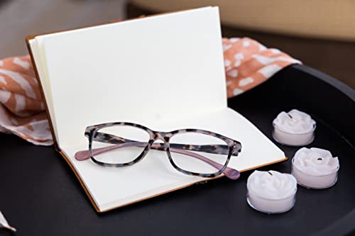 Peepers by PeeperSpecs Women's Nature Walk Soft Square Blue Light Blocking Reading Glasses, Gray Tortoise/Pink, 51 + 1.5