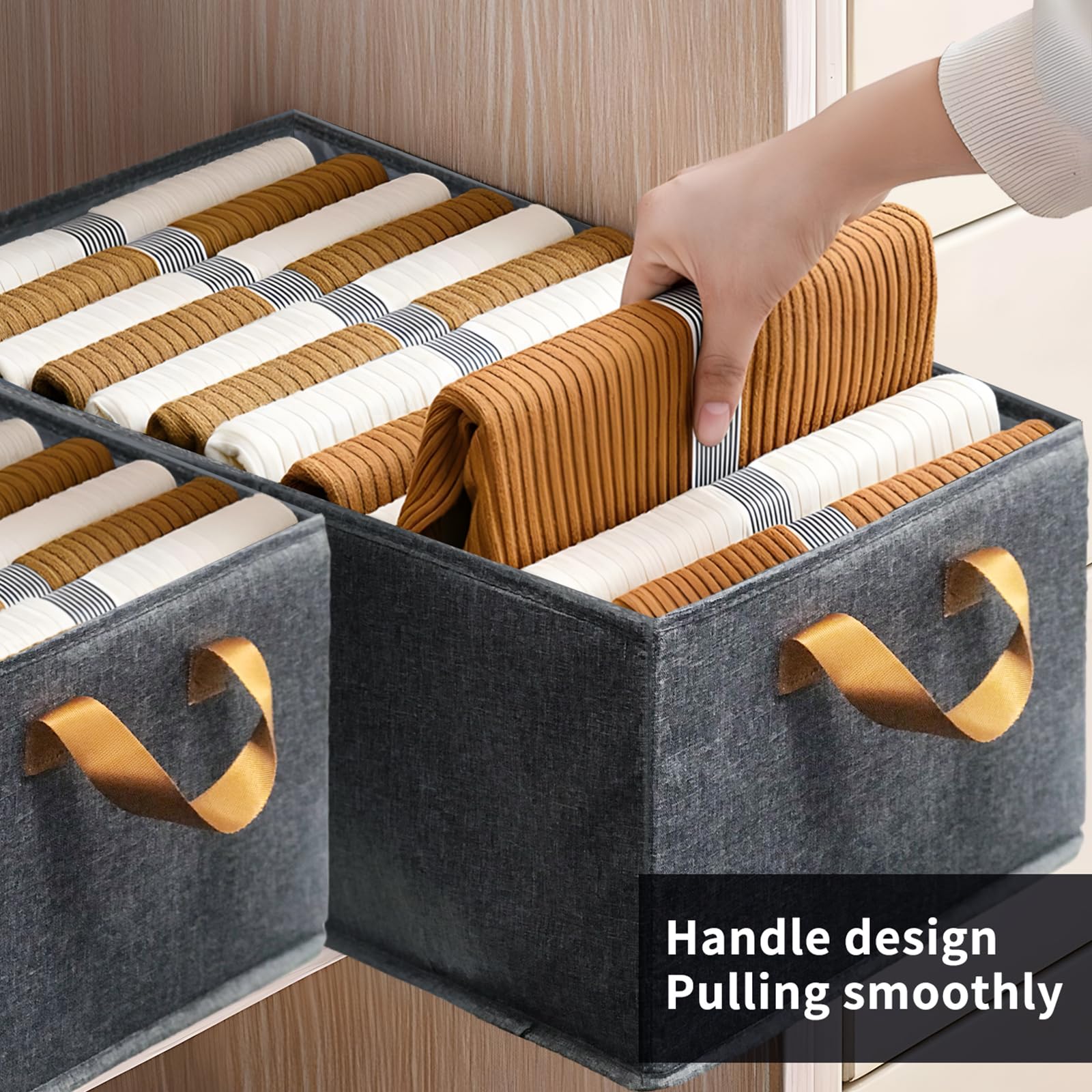 SHINYHARBOR 2Pcs Large Collapsible Closet Storage Bins 18"x11"x8β, Fabric Storage Organizer with Handles, Foldable Storage Basket Bins for Shelves, Blanket, Towel, Clothes, Books, Toys,Grey