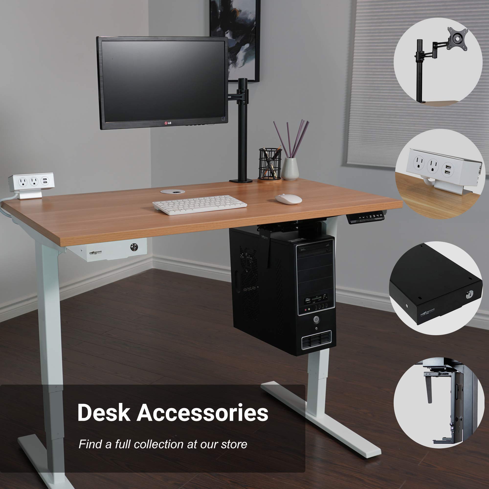 PROGRESSIVE AUTOMATIONS Standing Desk 60x30. Dual Motor, 3 Stages Height Adjustable Electric Stand up desks for Home Office, 60 inch