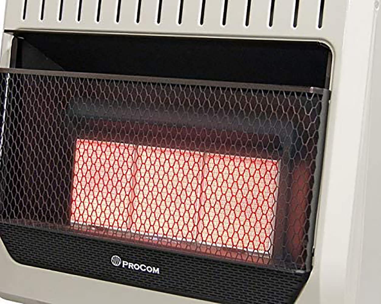 ProCom ML3PHG Ventless Propane Gas Infrared Space Heater with Manual Control for Living Room, Bedroom, Home Office, 28000 BTU, Heats Up to 1450 Sq. Ft., Includes Wall Mount, White