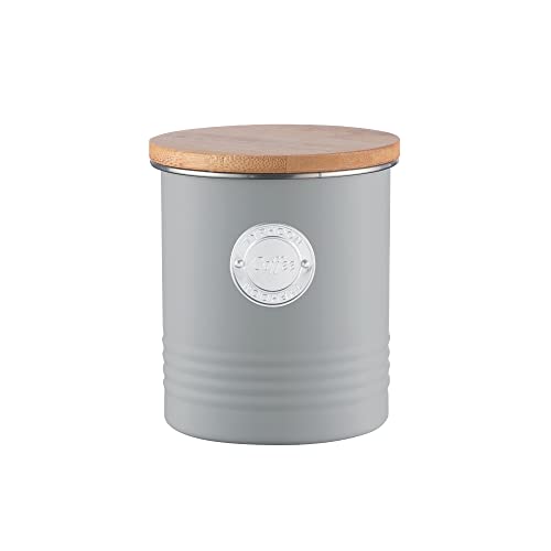 Typhoon Living Airtight Coffee Storage Canister with Bamboo Lid, Grey, 1 Litre