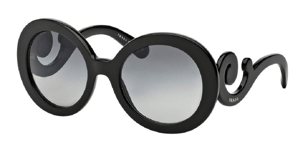 Prada PR27NS CATWALK 1AB3M1 55M Black/Grey Gradient Round Sunglasses For Women+ BUNDLE With Designer iWear Eyewear Kit