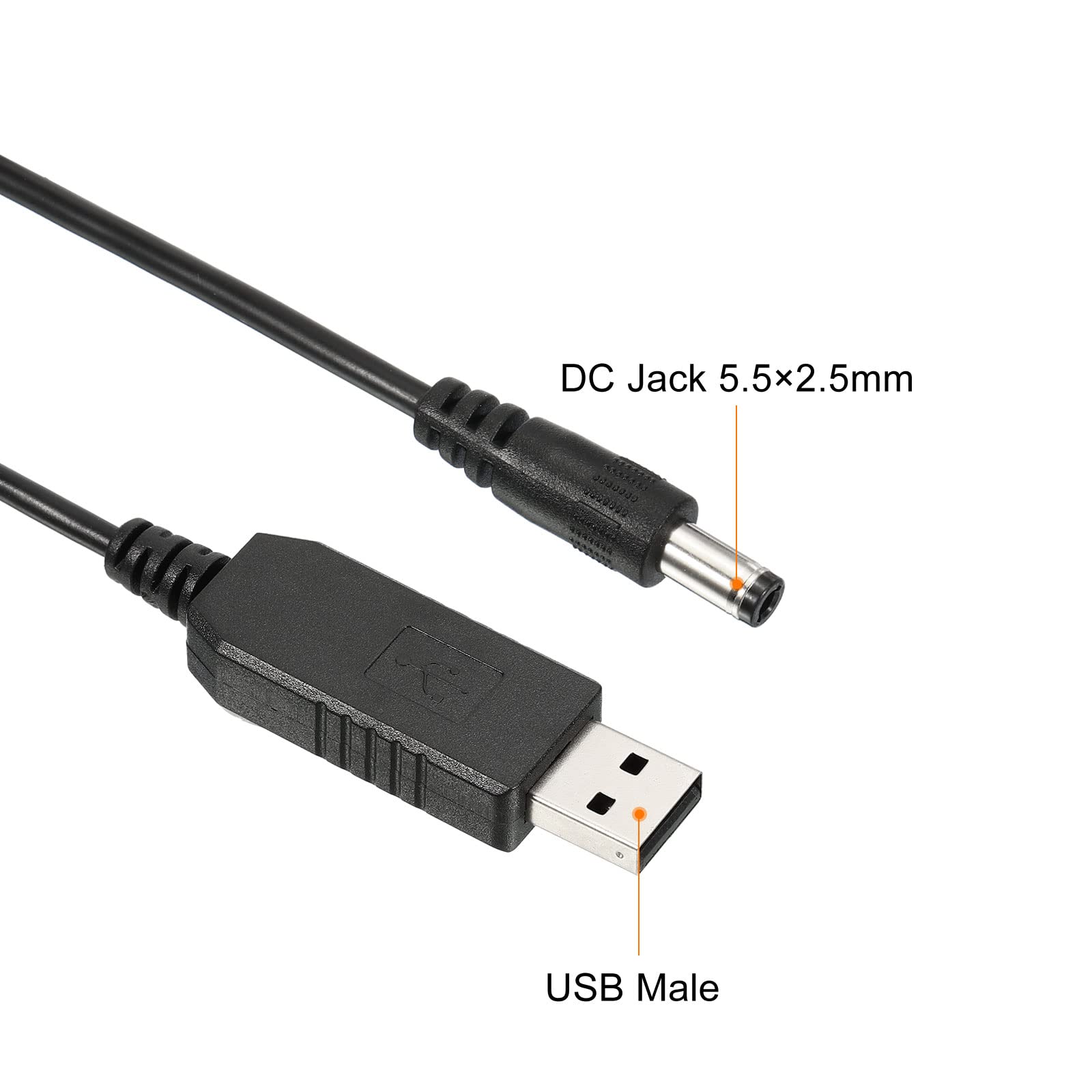 PATIKIL 6W 0.66A USB Step Up Voltage Converter, 2 Pack DC 5V to DC 9V Power Supply Adapter Jack 5.5x2.5mm Cable for Router LED Lamp Speakers