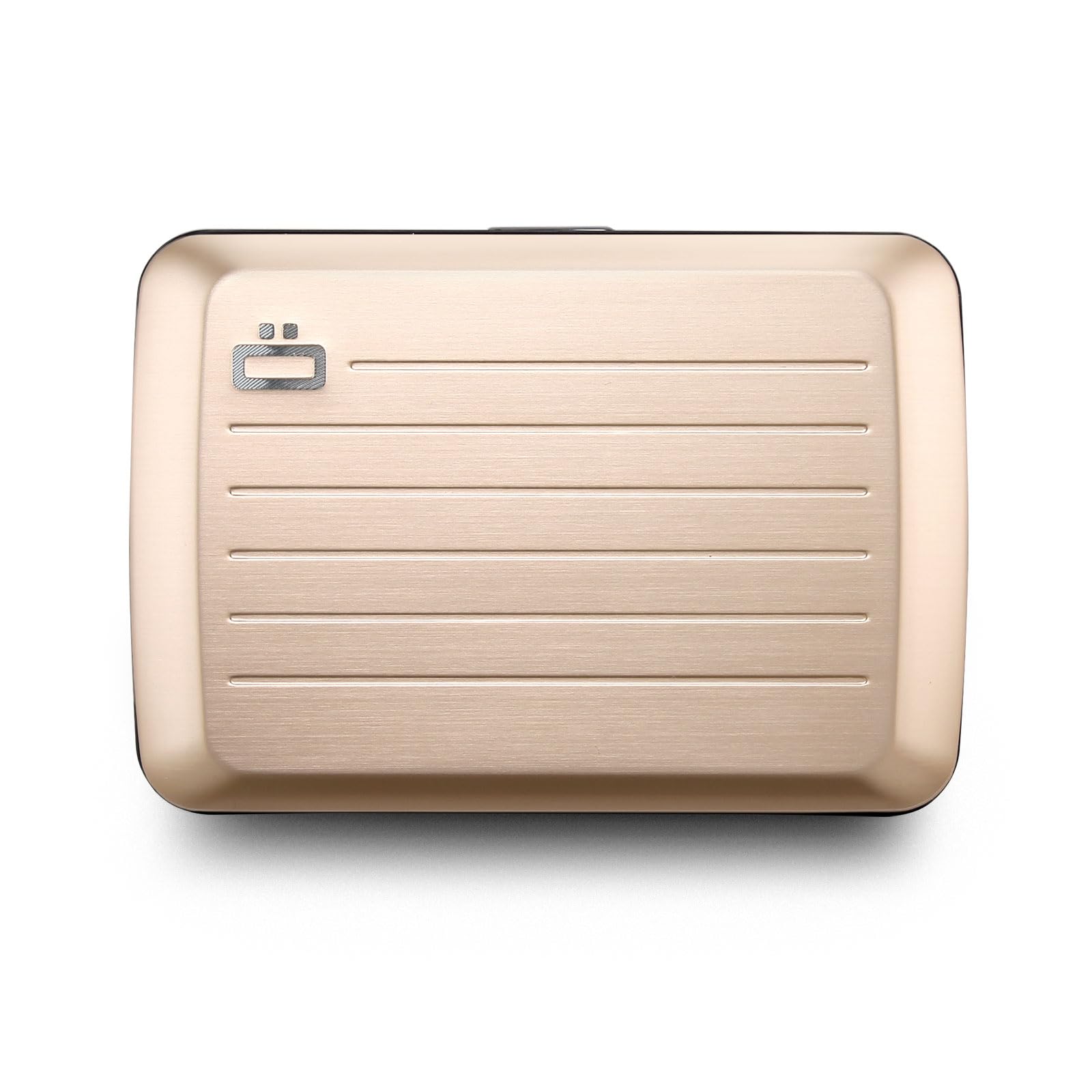 ÖGON -DESIGNS- OGON Aluminum wallet smart case V2 - Easy storage - Metal lock - Strong RFID blocking card holder - Up to 10 cards and banknotes (Aluminum Rose Gold)