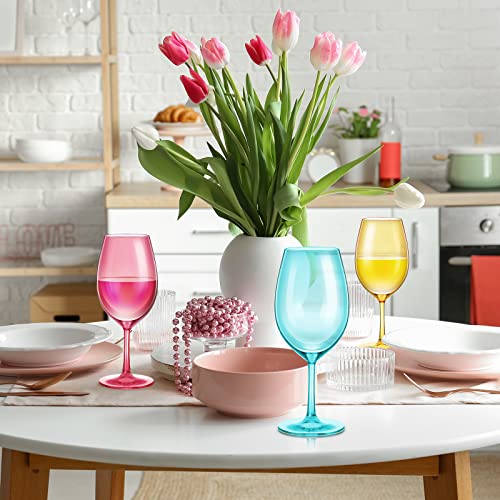 Shellwei 12 Pieces Stemmed Wine Glasses Tritan Drinkware Reusable Wine Glasses Stemmed Drinking Glasses Wine Glassware for Party Wedding Restaurant Anniversary Christmas Birthday 6 Colors