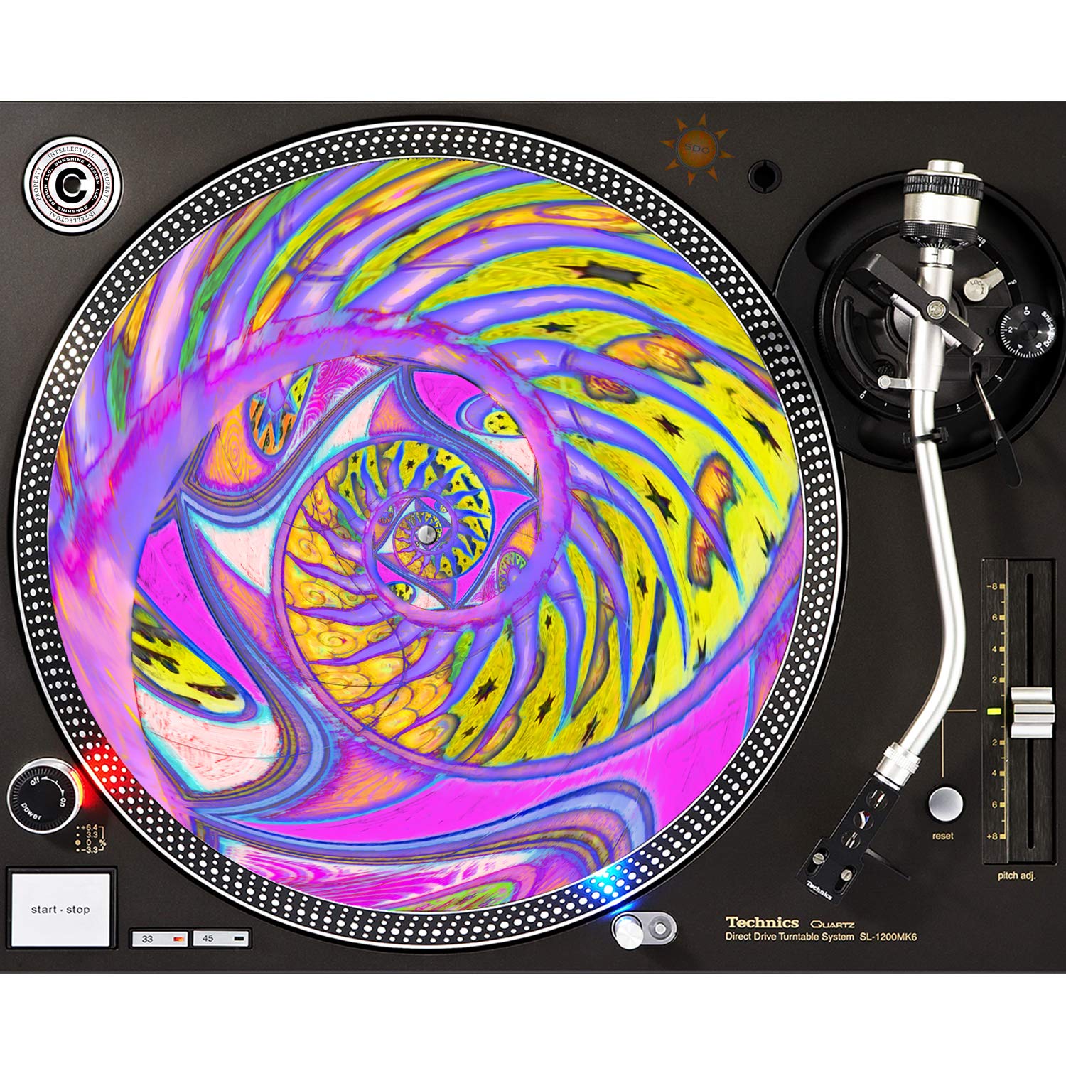 Psychedelic Pink - DJ Turntable Slipmat 12 inch GLOW (glows under black light)