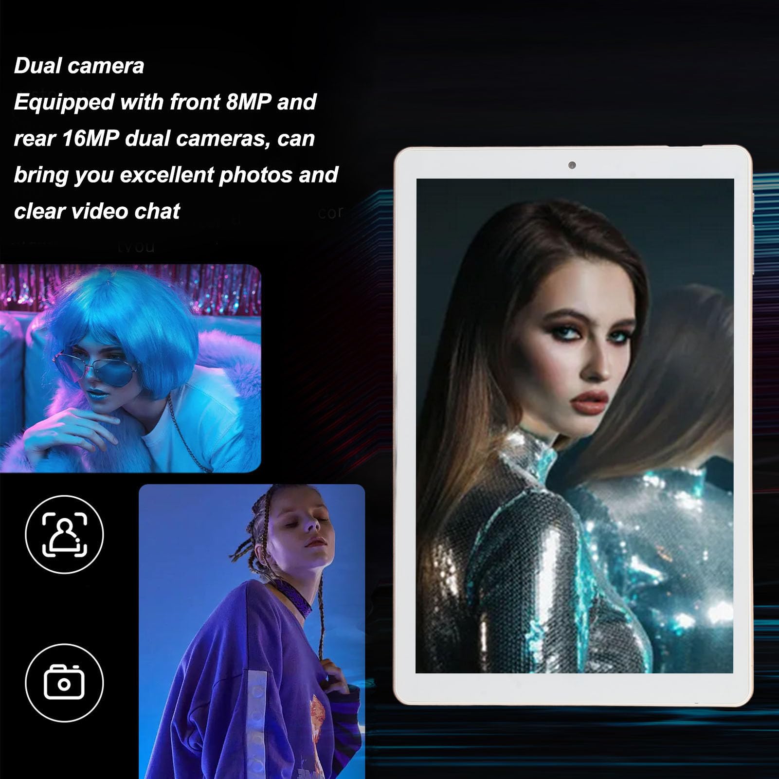 SHYEKYO Digital Tablet, 10.1 Inch WiFi Tablet 2 in 1 Dual Box Speakers 8 Core 4GB RAM 64GB ROM for Reading for Working (US Plug)