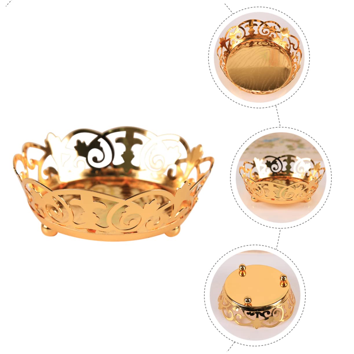 SHOWERORO Candy Dish Entryway Key Bowl Appetizer Tray Candy Nut Serving Container Dessert Serving Tray Cake Serving Plate Fruit Stand Vanity Tray Decorative Fruits Tray Iron Buffet Desk