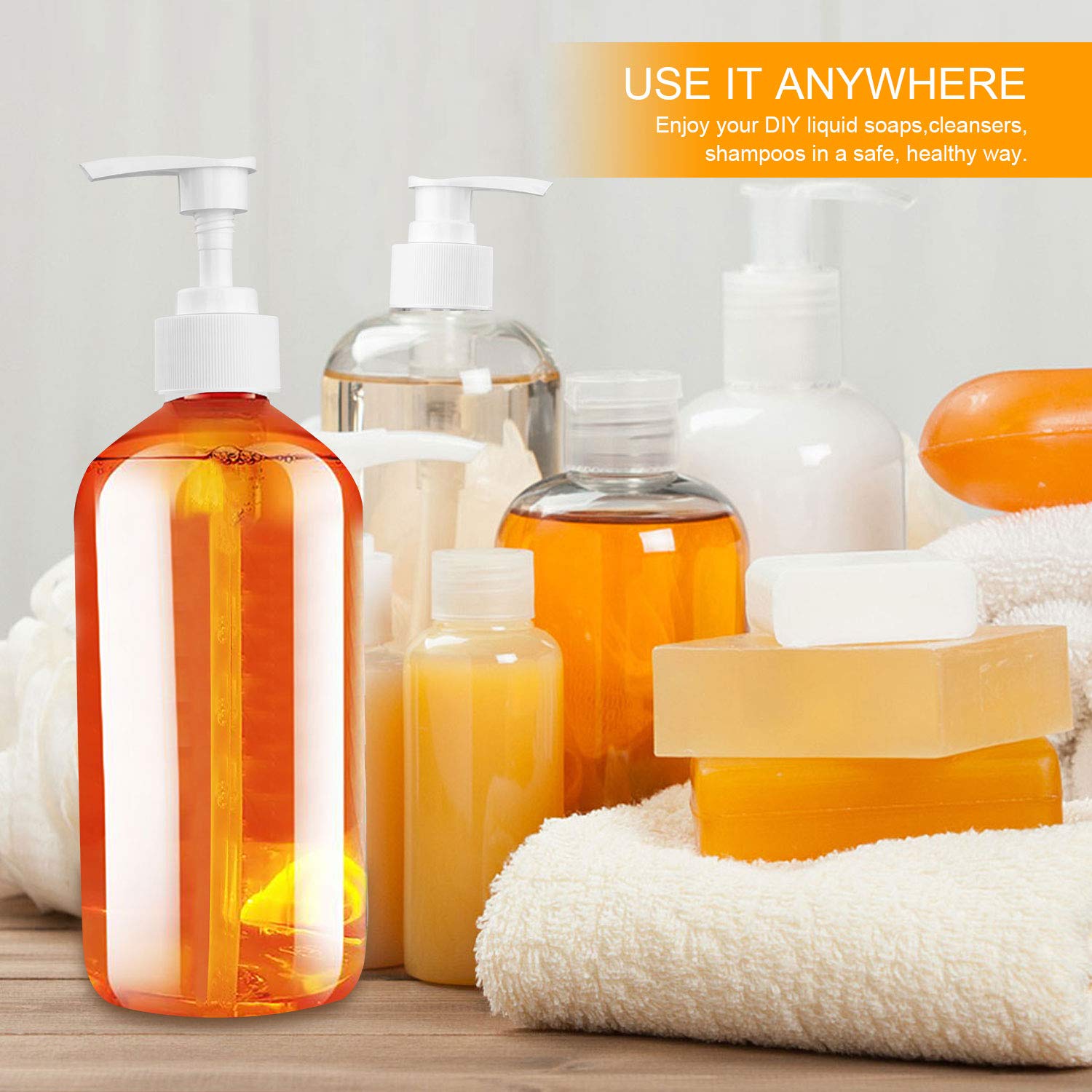 Plastic Pump Bottle 16oz/500ml,Woaiwo-q Soap Dispenser Empty Shampoo Dispenser Bottles for Cleaning Solutions,Hair,Oils,(7 pack)