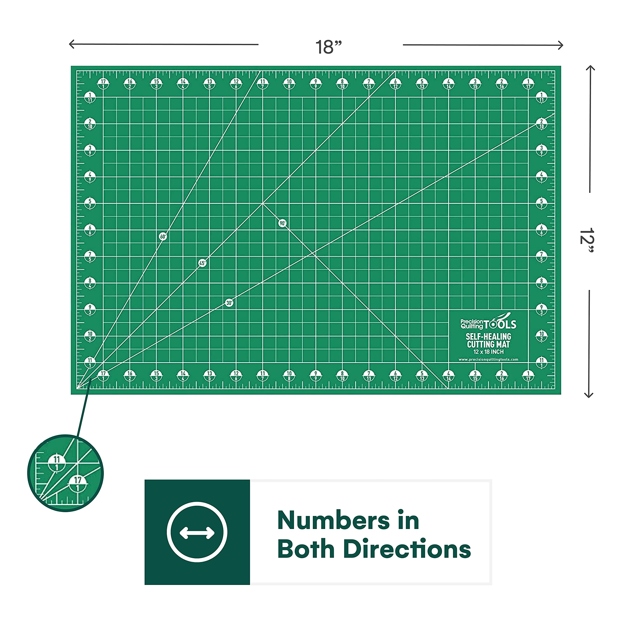 Precision Quilting Tools Self Healing Cutting Mat, 24” x 36”Double-Sided Rotary Cutter Mat for Sewing, Quilting, Fabric Cutting, Craft Mat, Fabric Scrapbooking Project, Sewing Essentials & Supplies