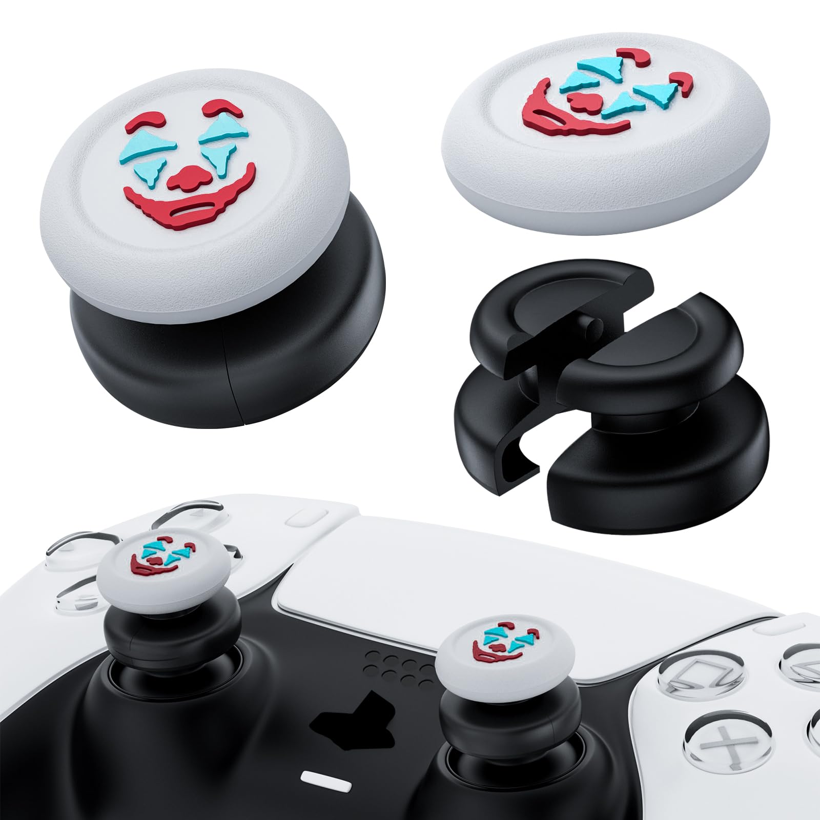 PlayRealm NO Falling Off Thumbstick Extender & Silicone Grip Cover 2 Sets for PS5 & PS4 Controller (OP)