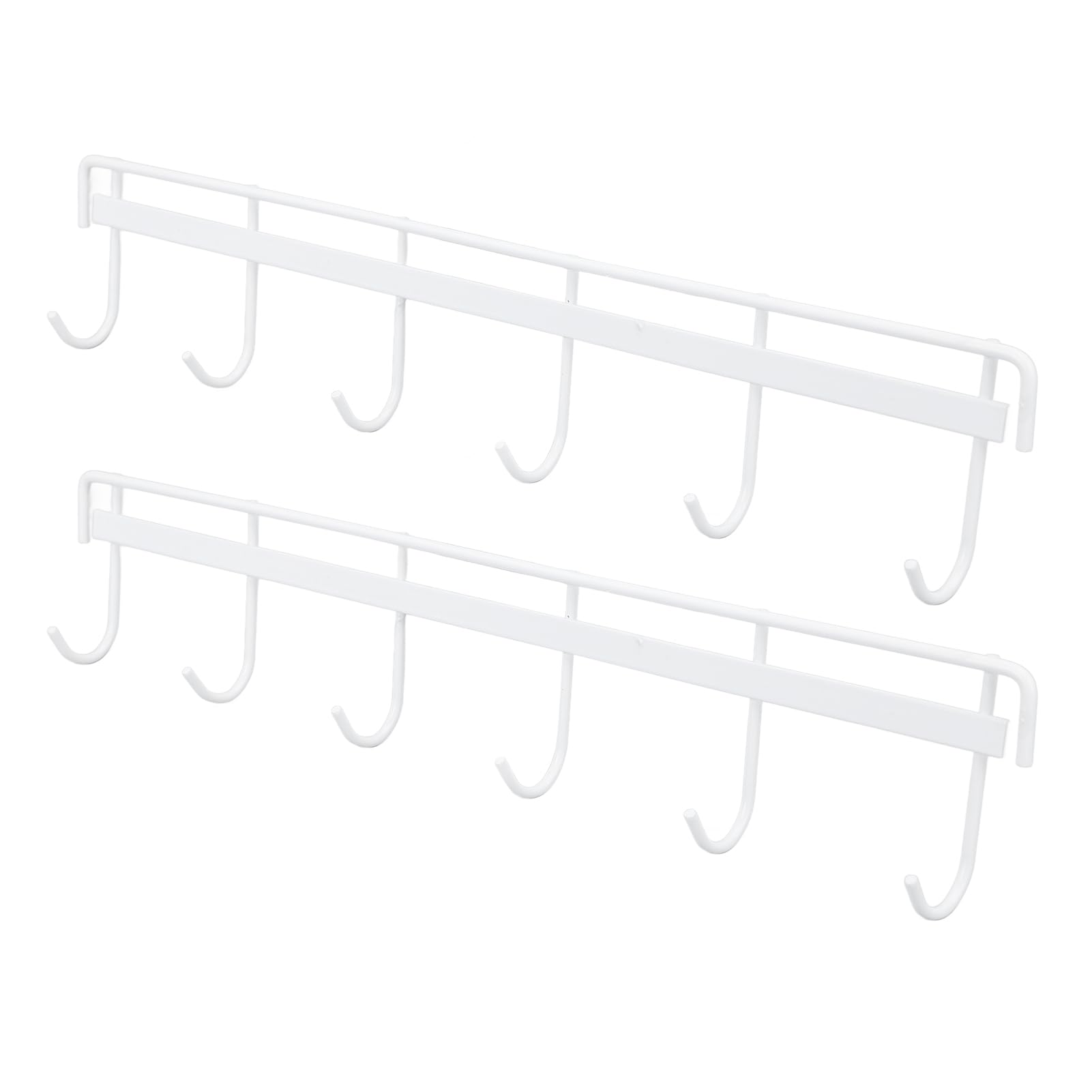 Okuyonic Wall Mounted Coat Rack, 304 Stainless Steel Simple Easy Installation Decorative 2pcs Rust Proof Coat Rack for Bedroom for Bathroom (6 Hooks 2 White)
