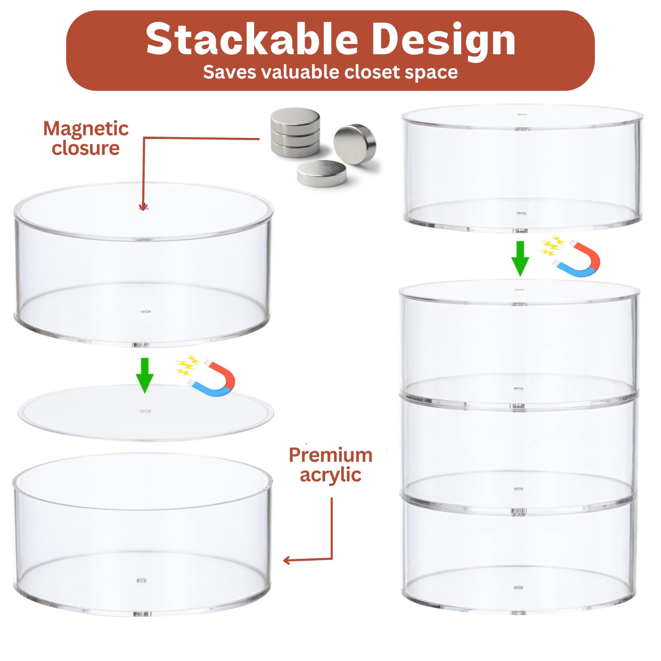 PROKTIK Acrylic Belt Organizer, 5 Layer Belt Holder, Belt Storage, Belt Organizer for Closet, Belt Display for Men and Women's Belts, Belt Organizer for Drawer, Display for Belts, Jewelry, Watch