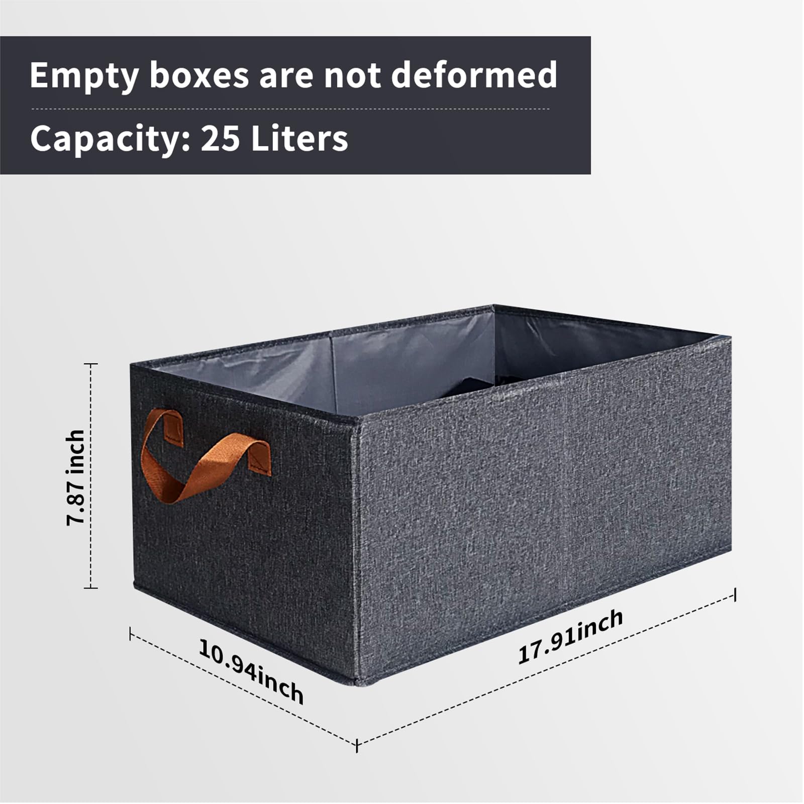 SHINYHARBOR 2Pcs Large Collapsible Closet Storage Bins 18"x11"x8β, Fabric Storage Organizer with Handles, Foldable Storage Basket Bins for Shelves, Blanket, Towel, Clothes, Books, Toys,Grey