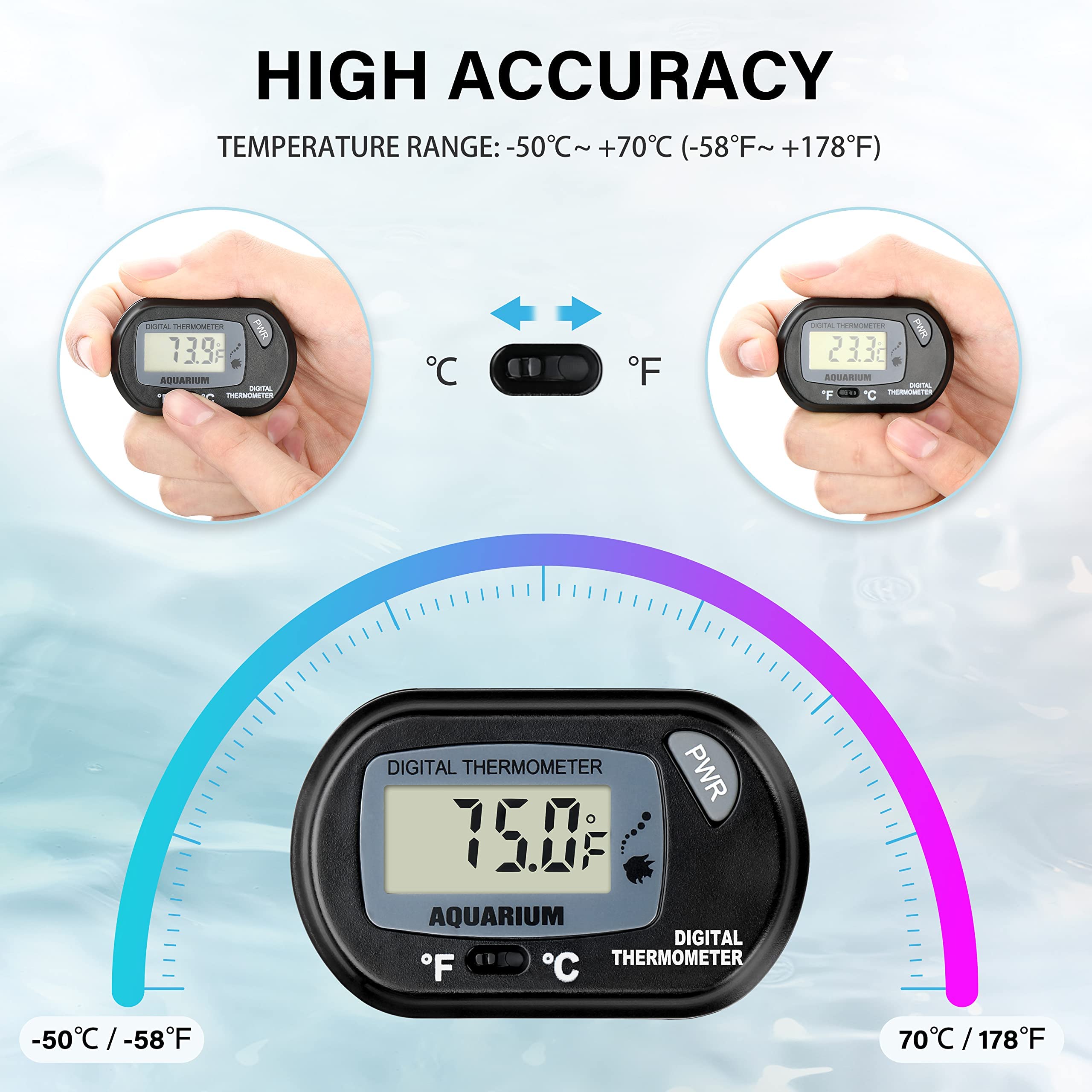 Simple Deluxe Clamp Lamp Light with Adjustable 8.5 Inch Aluminum Reflector E26 Socket & LCD Digital Aquarium Thermometer, Adjustable Lighting and Accurate Temperature Monitoring