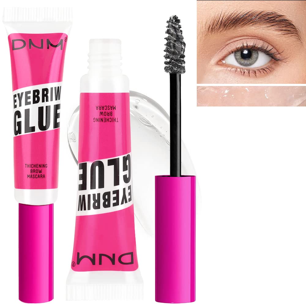 Tinted Thickening Brow Mascara,Brow Fast Sculpt,Waterproof, Transfer-proof, Brush to Fill in Eyebrows and Cover Gray Hairs - Cruelty Free - Light Medium Brown (2pcs 09 transparent brow glue)