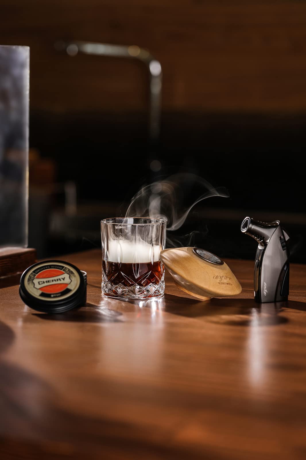 Old Fashioned Smoker Kit, Whiskey/BourbonWhiskey/Cocktail Smoker Kit with Torch and Wood Chips, Ideal Gift for Friends, Husband, Dad (No Butane)