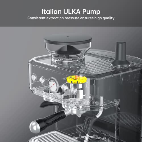 Zstar Espresso Machine with Milk Frother and Grinder, 15 Bar Automatic Espresso Coffee Machine All In One Coffee Maker with Italian ULKA Pump, 2.5L Water Tank, Brushed Stainless Steel for Home Office