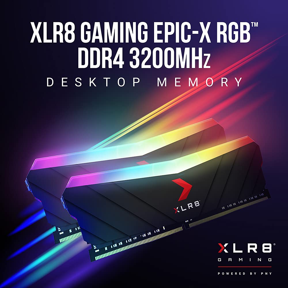 PNY XLR8 Gaming 32GB (2x16GB) DDR4 DRAM 3200MHz (PC4-25600) CL16 1.35V RGB Dual Channel Desktop (DIMM) Memory – MD32GK2D4320016XRGB