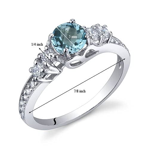 PEORA Enchanting 0.50 Carats Swiss Blue Topaz Ring in Sterling Silver Size 9
