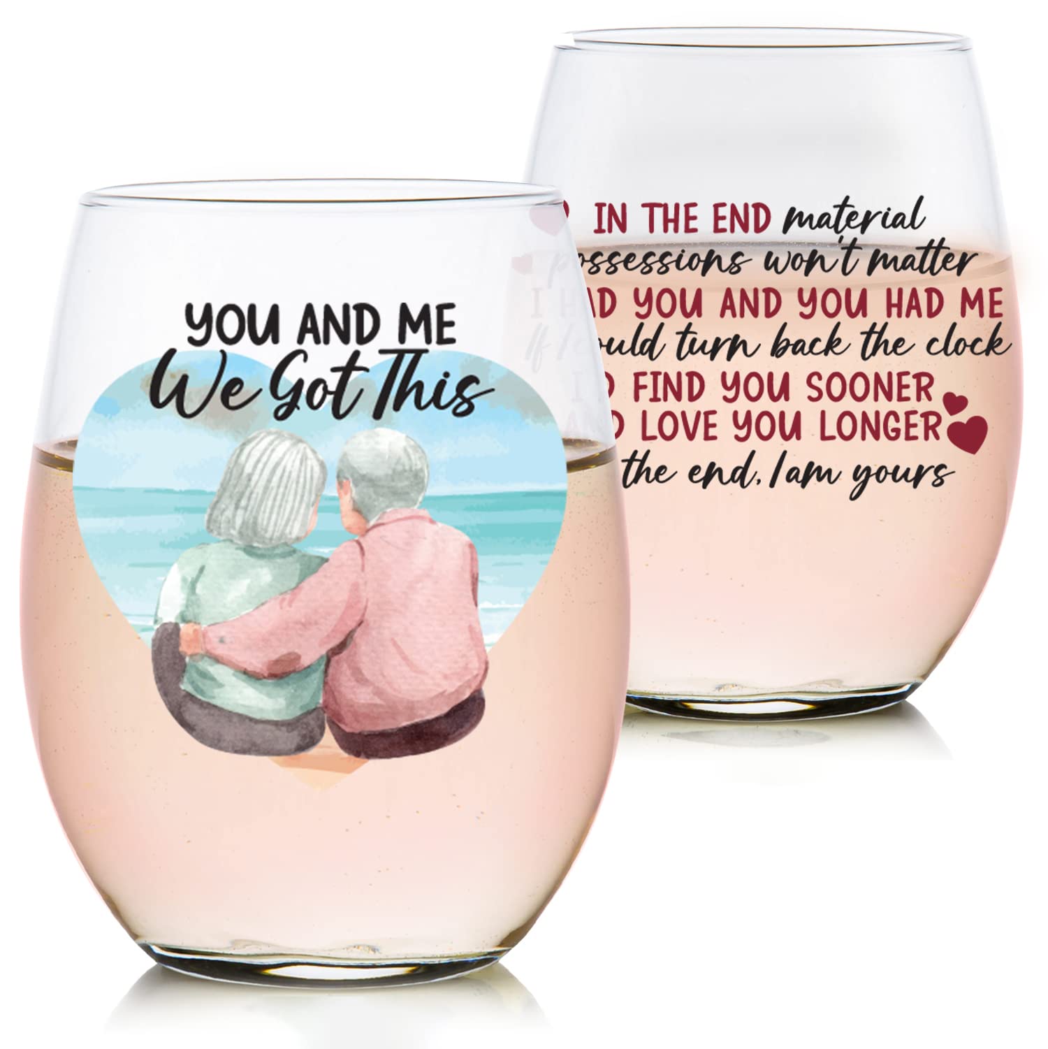 Toasted Tales - You and Me We Got This Wine Glass | Womens Day Gifts for Wife | Cute and Romantic Drinking Things Collection | Gifts for Couples | Romantic Gift for Husband | Gift for Boyfriend(15 Oz)
