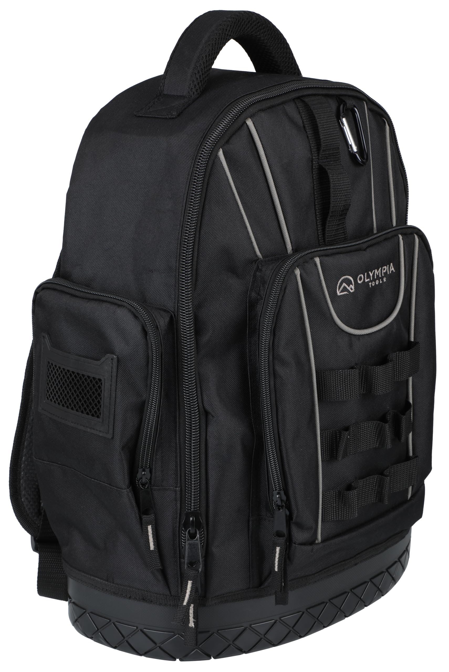 Olympia Tools 17.5 In Tool Organizer Backpack, Heavy-Duty Tool Bag Backpack with Padded Shoulder, Back, and Waist Straps