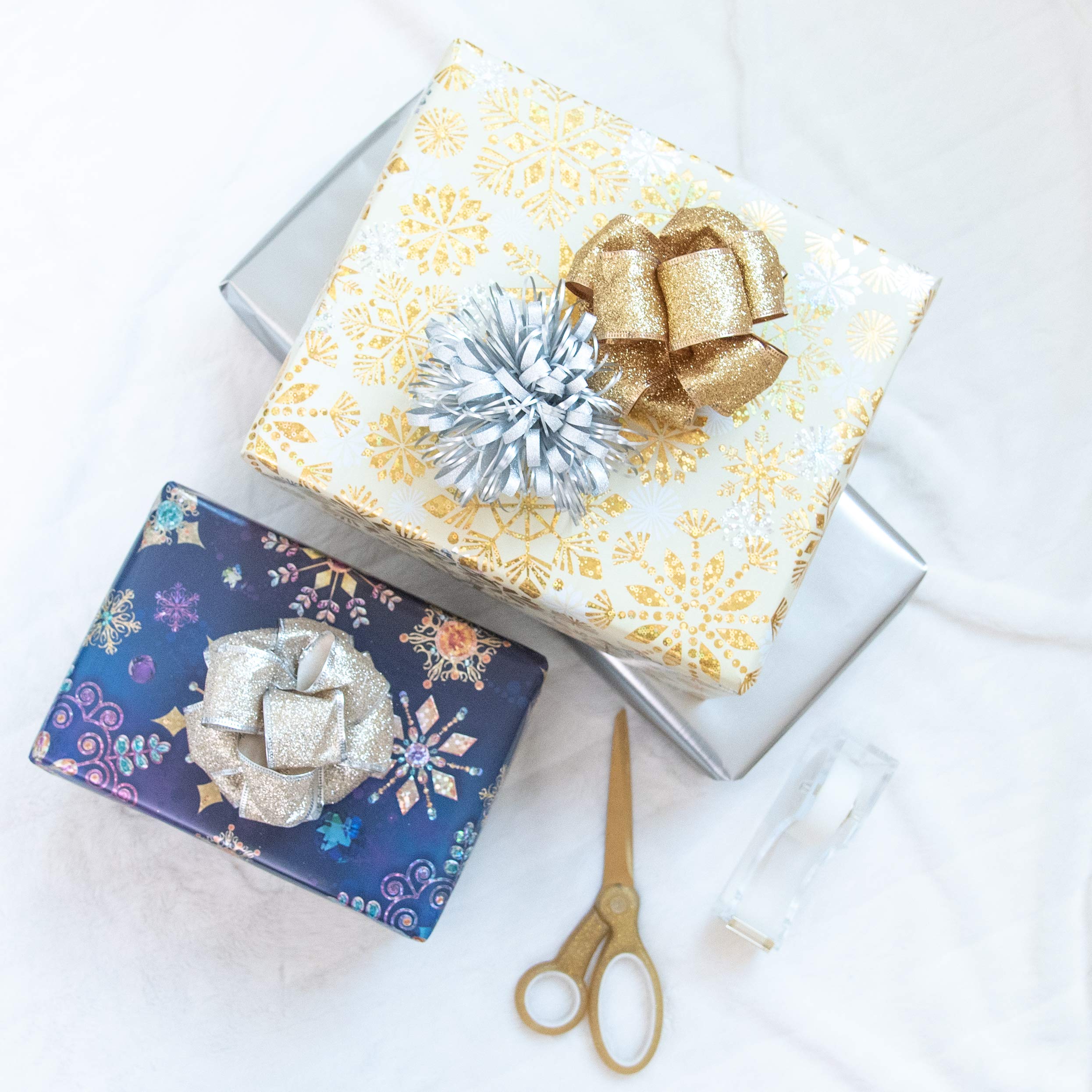 Papyrus Wrapping Paper Rolls for Christmas, Hanukkah, and All Holidays Jewel Tone, Holographic Snowflakes (2 Rolls, 40 sq. ft.)