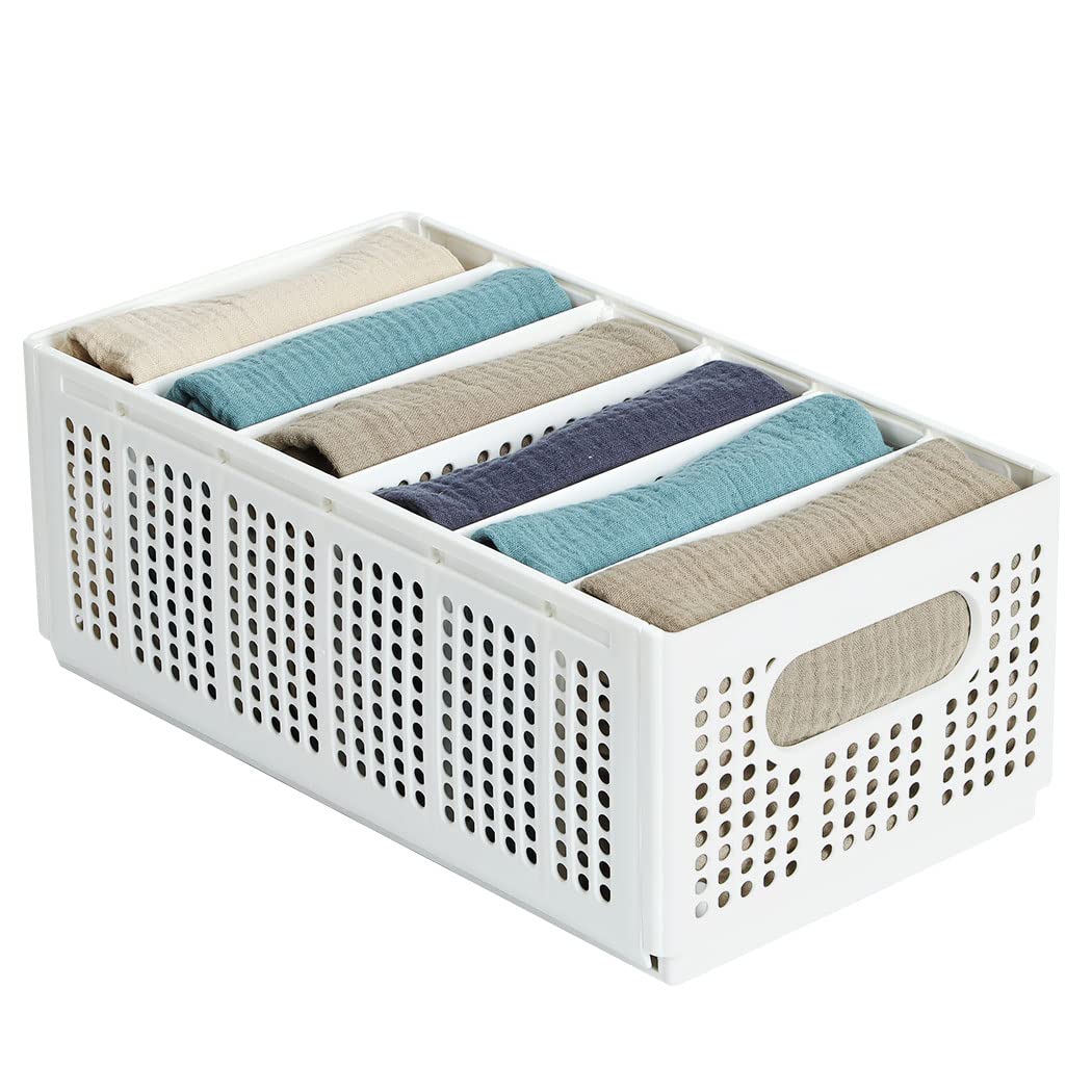 Tokokimo Plastic Closet Storage Basket Bins Cubes Organizer, Collapsible Closet Organizers and Storage with Handles for Storing Socks, Panties, Ties, Crafts, Cosmetics ,Small, 1 pack