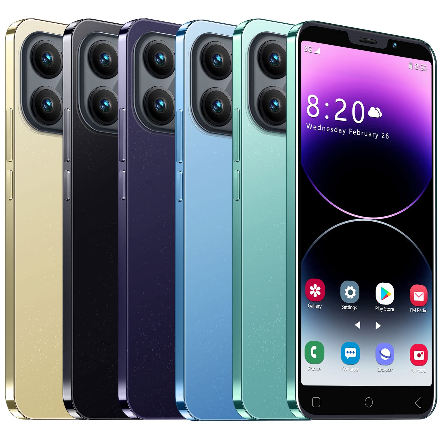 PrzSay Cheap Mobile Phone, 5.0" IPS Display, Android 9.0, Dual SIM, Dual Cameras, 1GB RAM+16GB ROM (Expandable to 128GB), Support: WiFi, Bluetooth, GPS 3G Smartphone (i14Pro-Black)