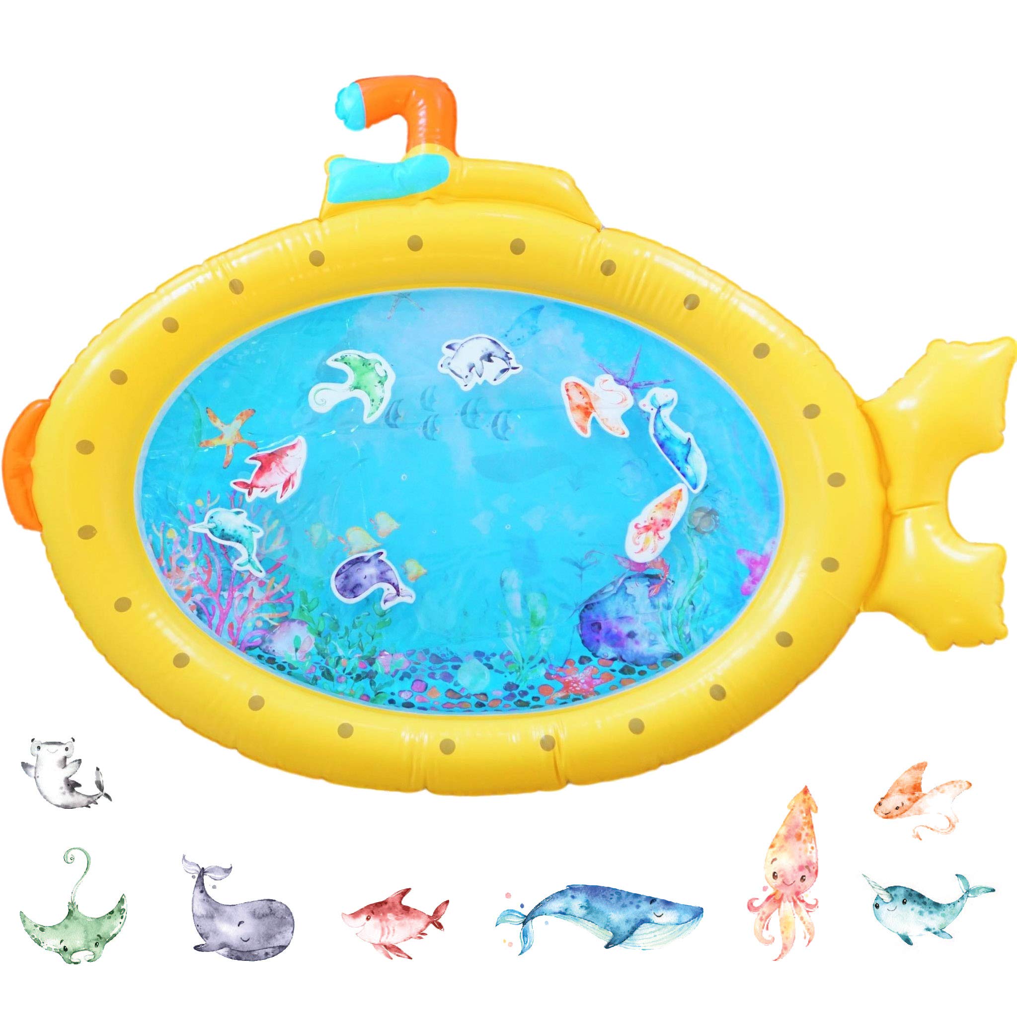 SENSORY4U Inflatable Tummy Time Baby Water Mat Submarine for Infants & Toddlers Play Mat Toy Activity Center