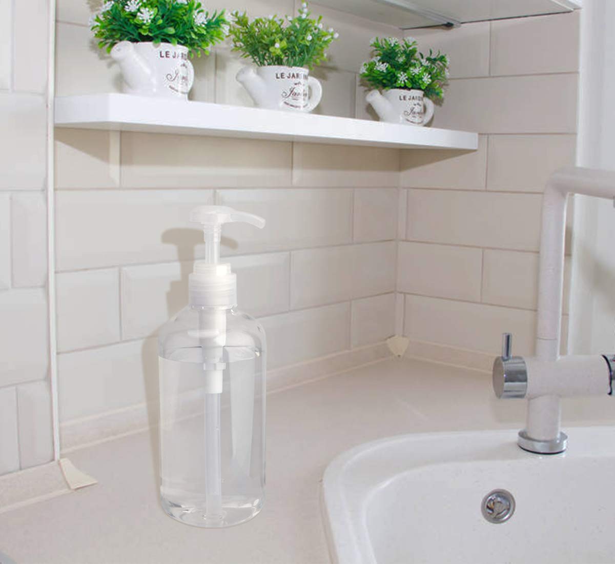Pump Bottle, Dedoot 2 Pack Clear Empty Plastic Bottles with Pump 10oz Pump Bottle Dispenser for Shampoo, Lotion and Wash Soap