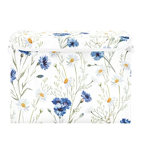 Tatenale Collapsible Storage Bins with Lids Decorative Fabric Storage Cubes Closet Organizer and Storage Basket Boxes Containers for Clothes Box Chest Nursery Folding Rectangle Floral
