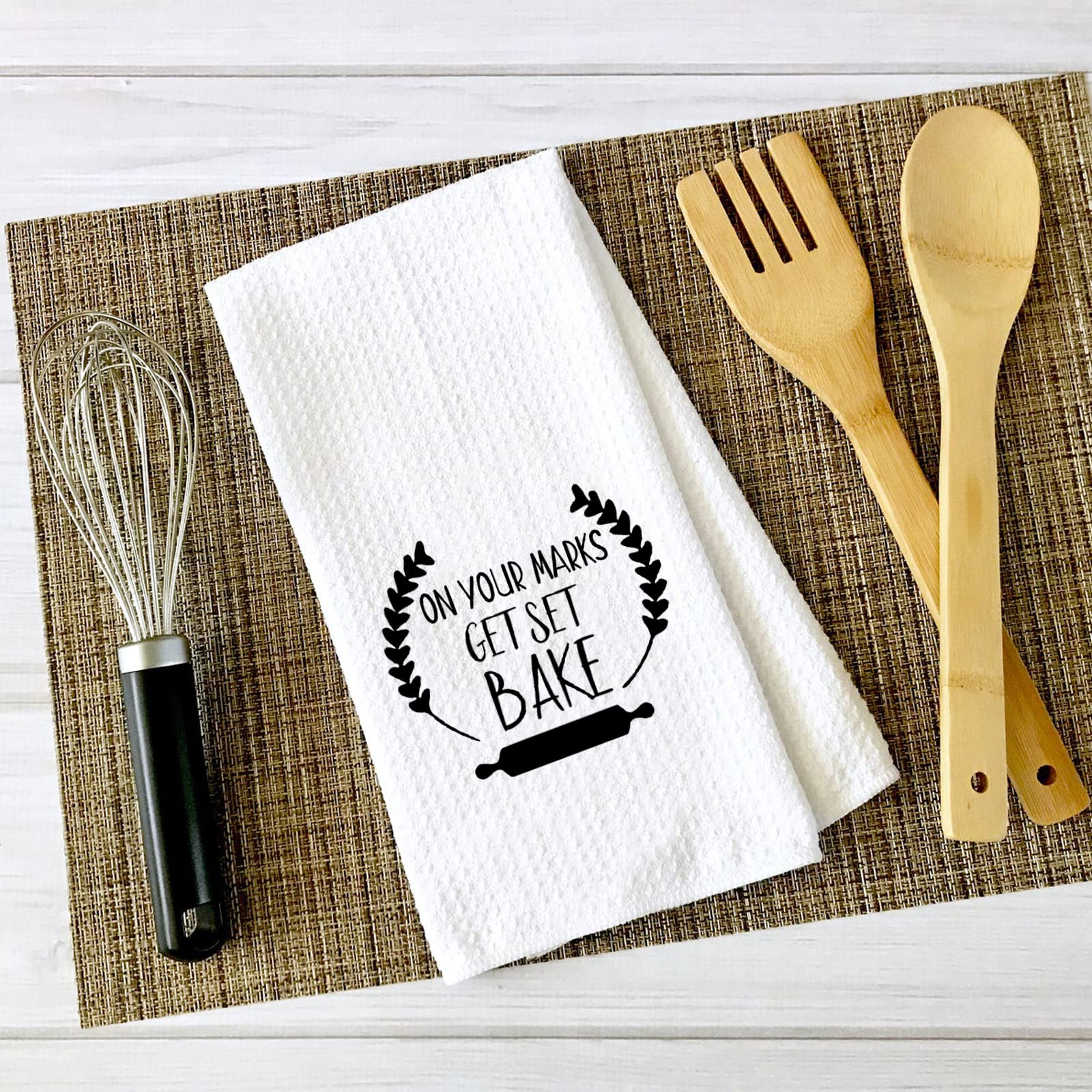 ZJXHPO Baker Towel Gifts On Your Marks Get Set Bake Kitchen Towel British Baking Show Inspired Gift Baking Gift Housewarming Gift Bake Lover Gift (Get Set Bake Towel)