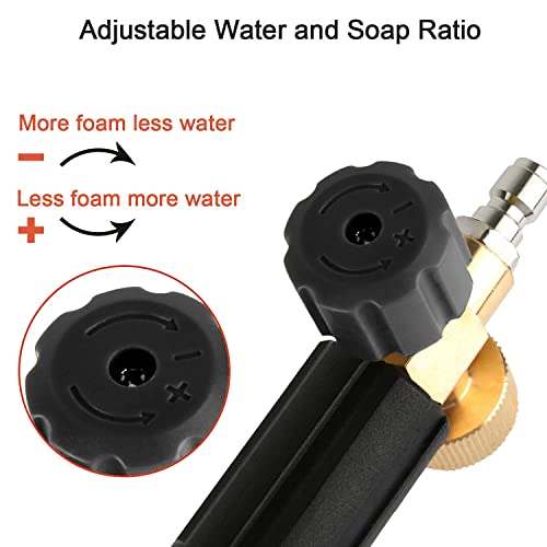 RULER Foam Cannon with 1/4” Quick Connector for Pressure Washer Gun and Wand with 1L Bottle, Professional Grade, Quick Release (Up To 3200 PSI )