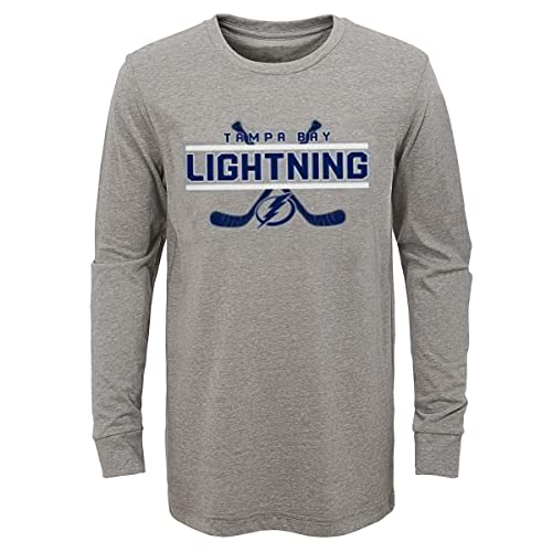 Outerstuff Tampa Bay Lightning Youth Size Hockey Team Logo Long Sleeve T-Shirt (Large) Grey