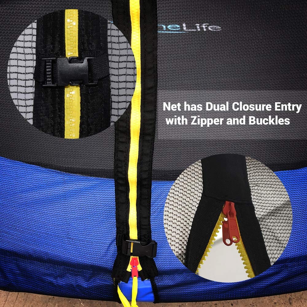 SereneLife ASTM Approved Stable Trampoline Strong with Net Enclosure Outdoor for Teens and Adults β Reinforced, Blue