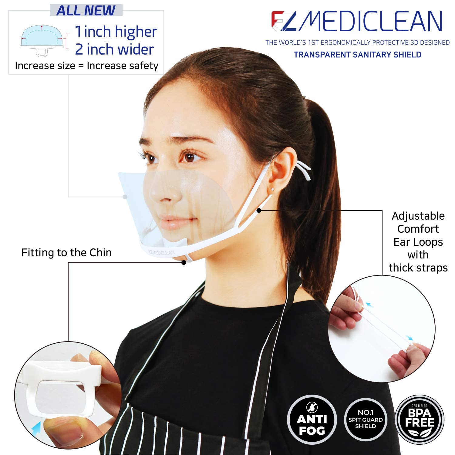 SERENITA Safety Face Shield 10 Pack Reusable Goggle Shield Face Visor Transparent Anti-Fog Layer Protect Eyes from Splash