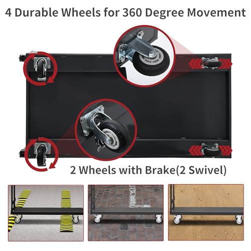 YITAMOTOR Platform Truck Push Dolly, 2000lb Capacity Push Cart Heavy Duty Rolling Flatbed Cart, Large Portable Dolly with 4 Swivel Wheels for Loading(2 Wheels with Brake)(47" L x 24" W)