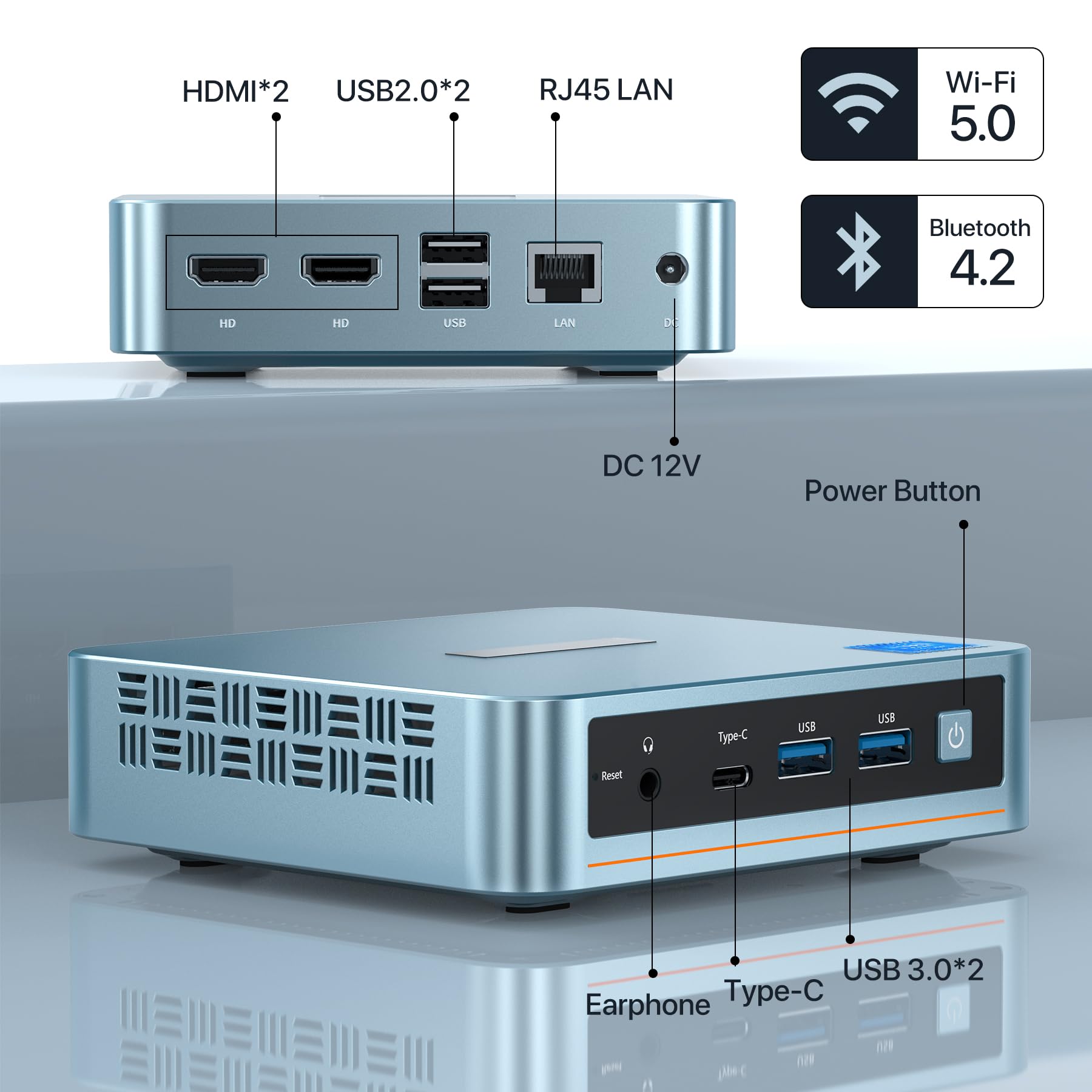 PELADN WI-6 Pro Mini PC, Intel 12th Gen Alder Lake- N100(up to 3.4GHz), 16GB DDR4 3200Mhz RAM 512GB M.2 PCIe SSD, Desktop Computer Support 4K Dual Display/USB3.2/WiFi 5/BT4.2/Win 11 Pro