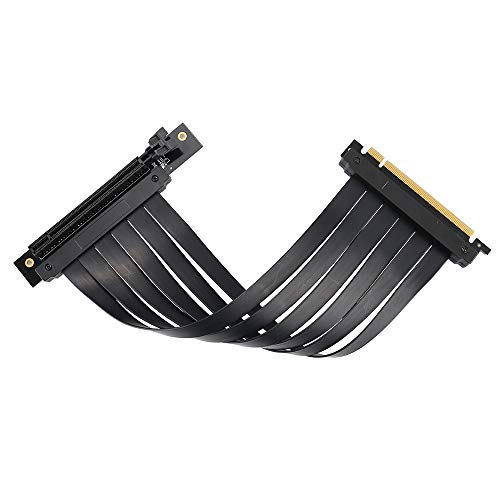 QINGSEA Q High Speed PCI Express Riser Card PCI-E 3.0 x 16 Riser Card Extender Ribbon Flexible Extension Cable 90 Degree for Computer Graphic Cards (30CM)