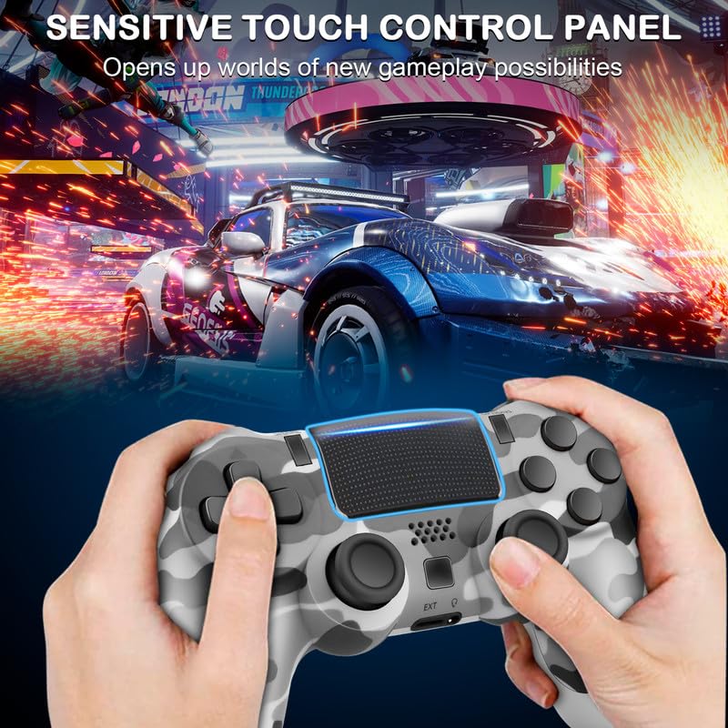 Number 2 Pack Controller for PS4 Controller,forajoy Gaming Controller for Playstation 4 Controller with Charging Station,Remote Control with PS4 Controller Charger,Camo Gray+Camo Blue+Charger Station