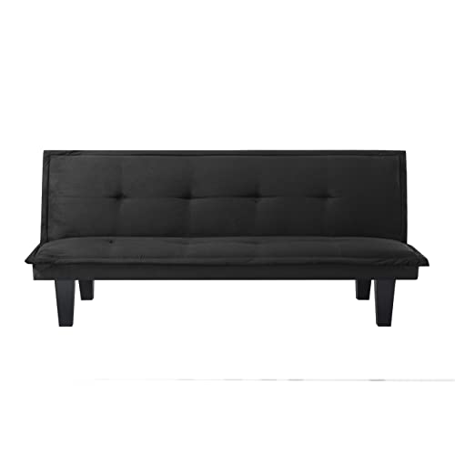 Penifun Sofa Bed, Sleeper Futon, Memory Foam Couch Convertible Loveseat for Compact Living Spaces Offices Apartments Dorm Bonus Room, Black
