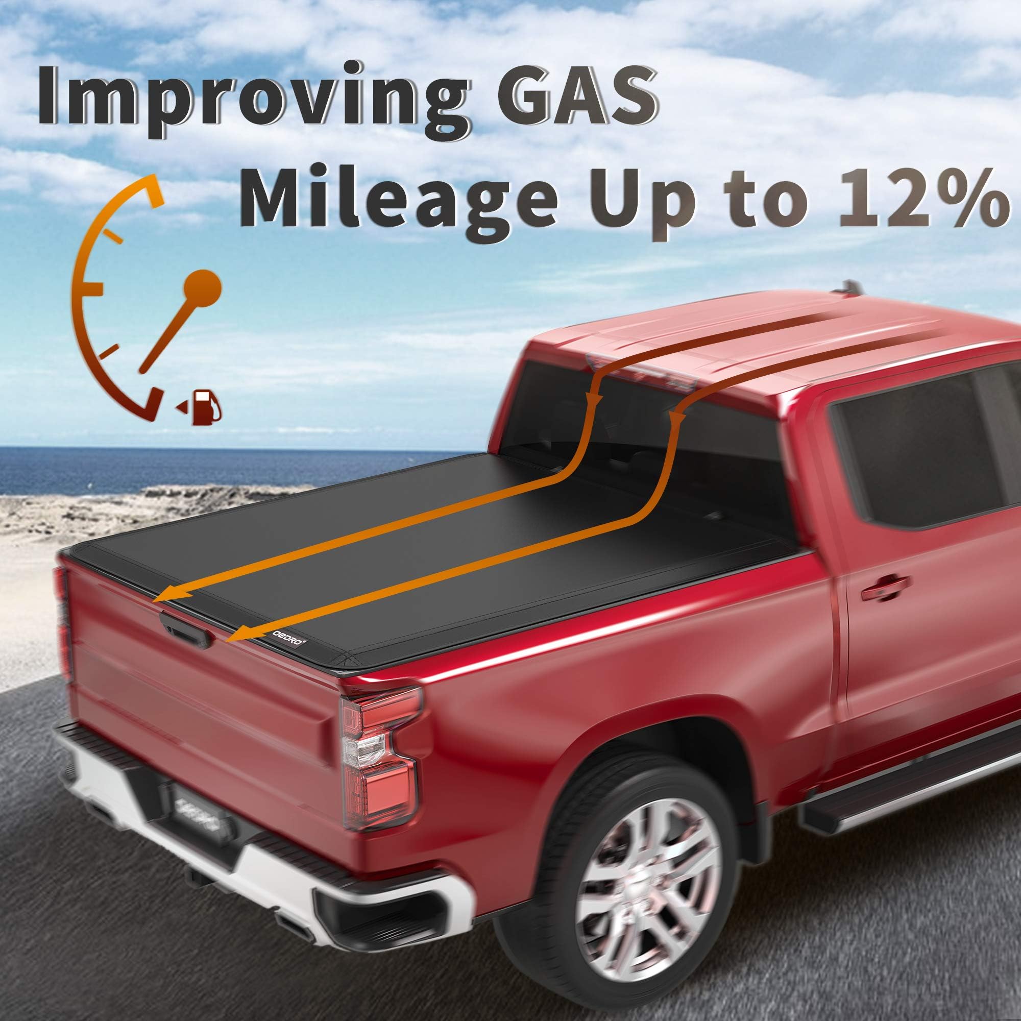 OEDRO Quad Fold Tonneau Cover Soft Four Fold Truck Bed Covers Compatible with 2009-2014 Ford F-150 F150 5.6' Bed