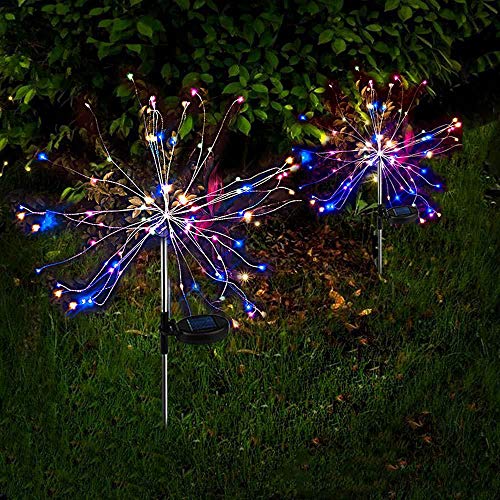 Solar Firework Lights, Vislone Outdoor String Lights Solar Garden Decorative Lights Lawn Lamp with 2 Lighting Modes Flexible Twistable IP65 Waterproof for Yard Garden Patio Home Party Decoration