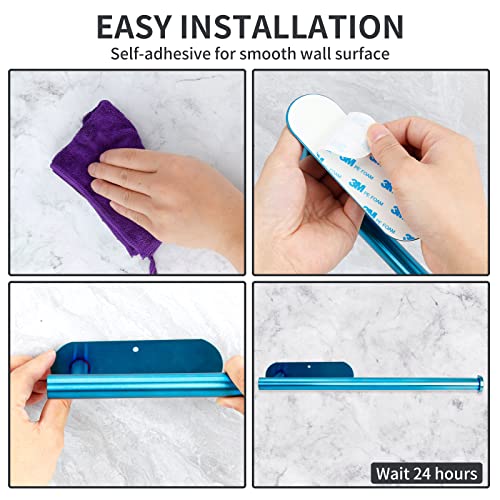 Snailhouse Under Cabinet Paper Towel Holder, Stainless Steel Kitchen Wall Mount Self Adhesive Hanging Paper Towel Holder Under Cabinet Counter, Blue