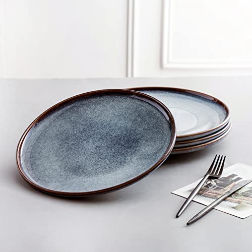 UNICASA Ceramic Large Dinner Plates - 11 Inch Dessert, Salad Plate Set of 4 for Steak, Pasta, Dinnerware Sets, Scratch Resistant - Porcelain Serving Dishes, Dishwasher & Microwave Safe (Blue)