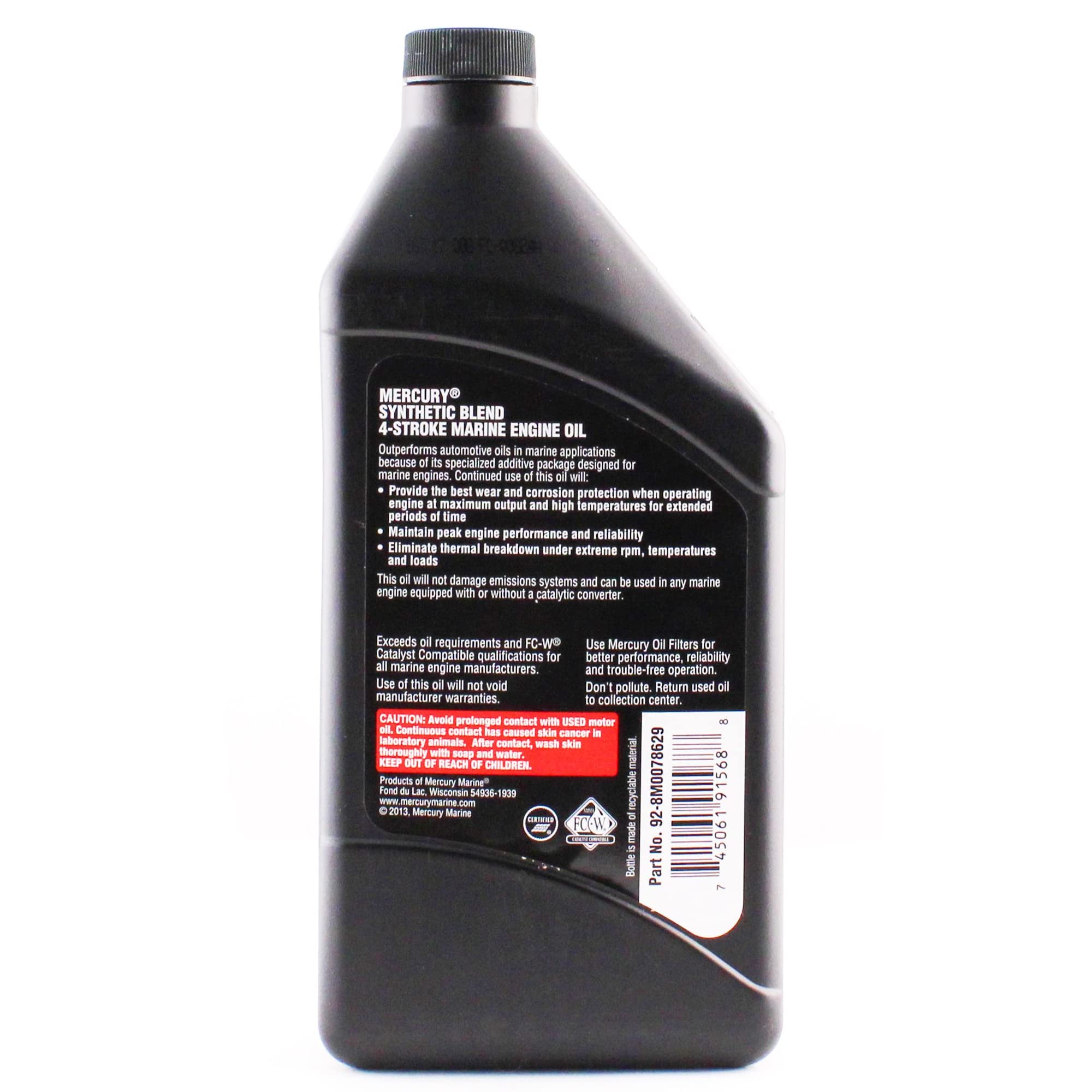 OEM Mercury 4-Stroke FC-W SAE 25W-40 Synthetic Blend Engine Oil One Quart