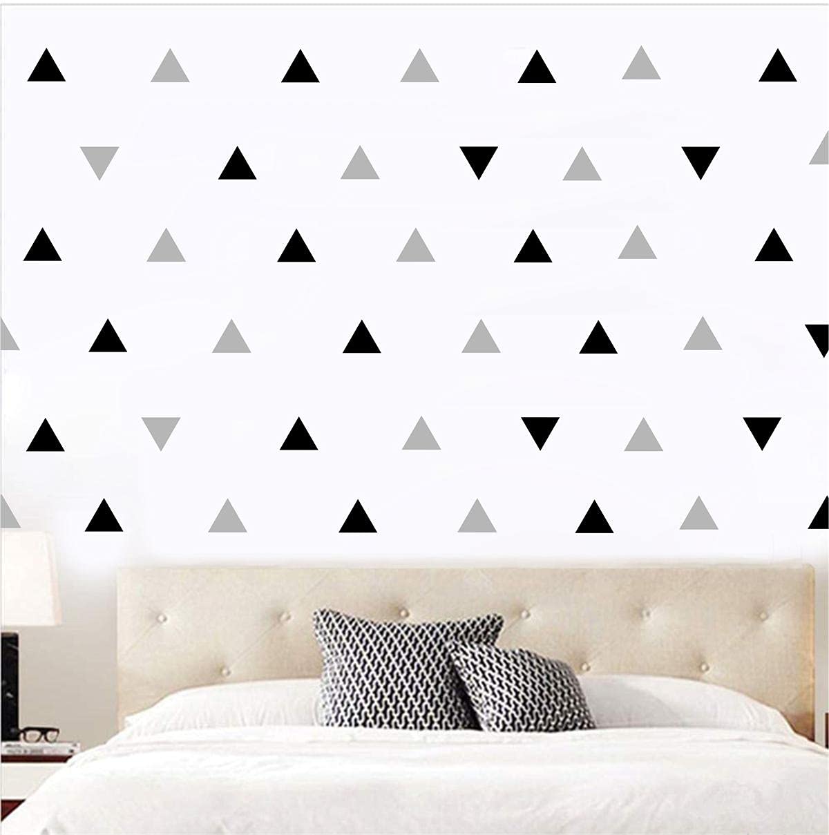 Triangle Wall Stickers Vinyl 160Pcs Black and Grey Wall Decals Peel and Stick Modern Wall Stickers Geometric Wall Decal Kids Wall Stickers Neutral Wall Stickers for Bedroom Living Room Nursery Decor