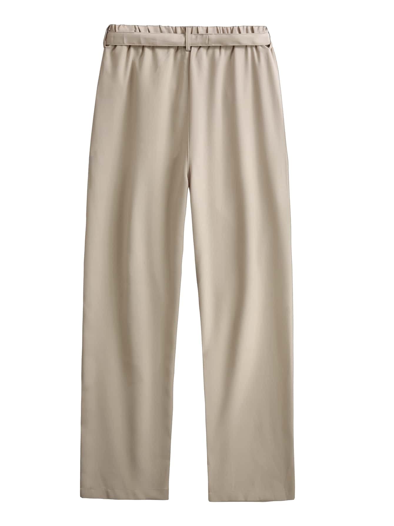 OYOANGLE Men's Fold Pleated Straight Wide Leg Suit Pants Business Casual Pants with Pocket Khaki Large